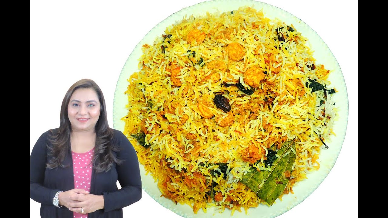 Hyderabadi Spicy Shrimp Biryani Recipe/Jhinga or Prawns biryani. Urdu ...