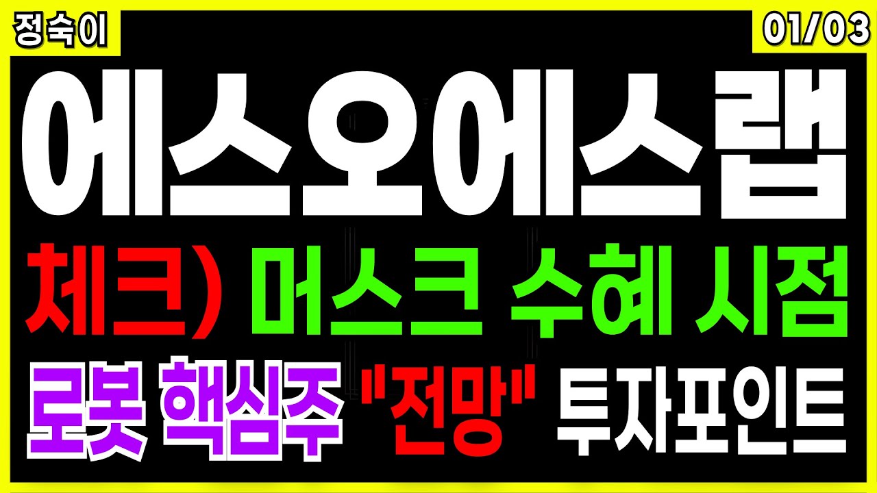 에스오에스랩 체크 美 머스크 수혜 로봇 핵심주 로봇주 로봇관련주 전망 Ai관련주 자율주행 관련주 테슬라 트럼프 애스오애스랩