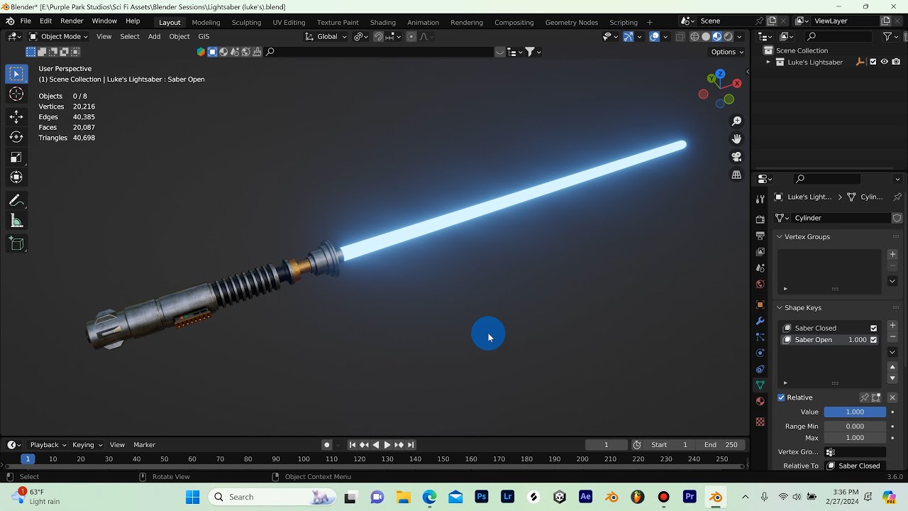 I made a LIGHTSABER using BLENDER!!! - YouTube