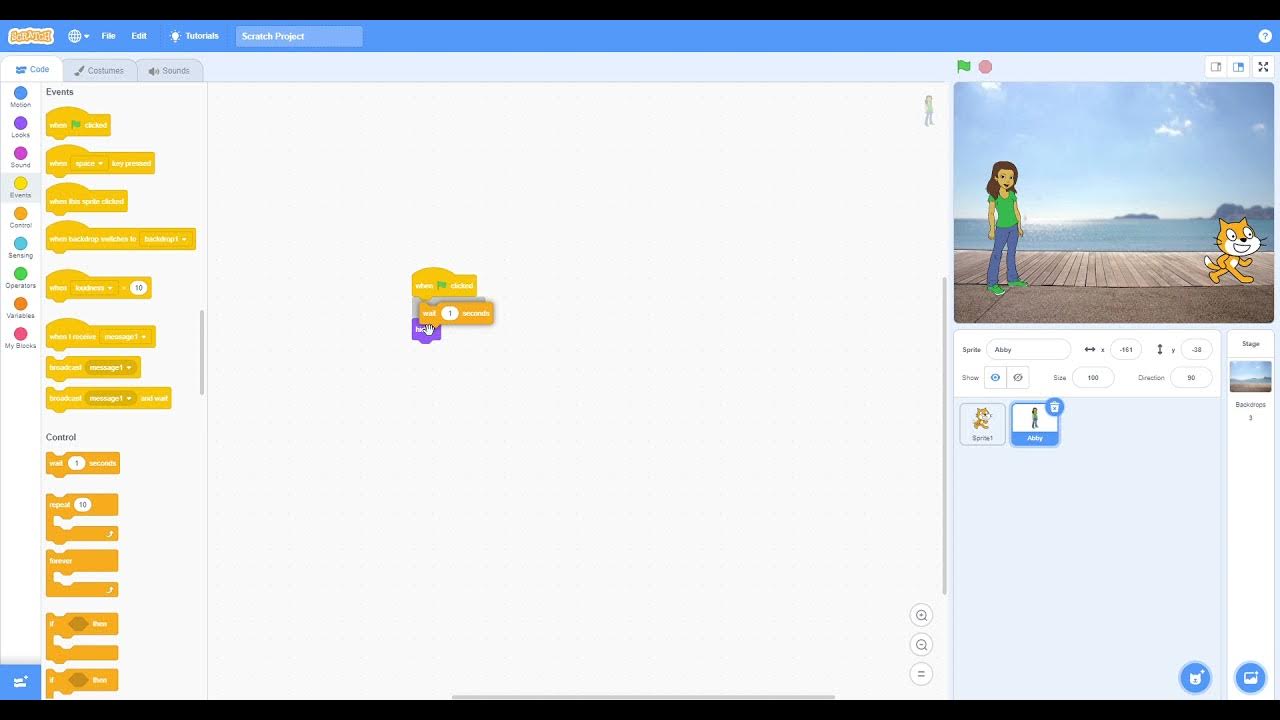 Scratch how to make a character disappear in first back ground - YouTube
