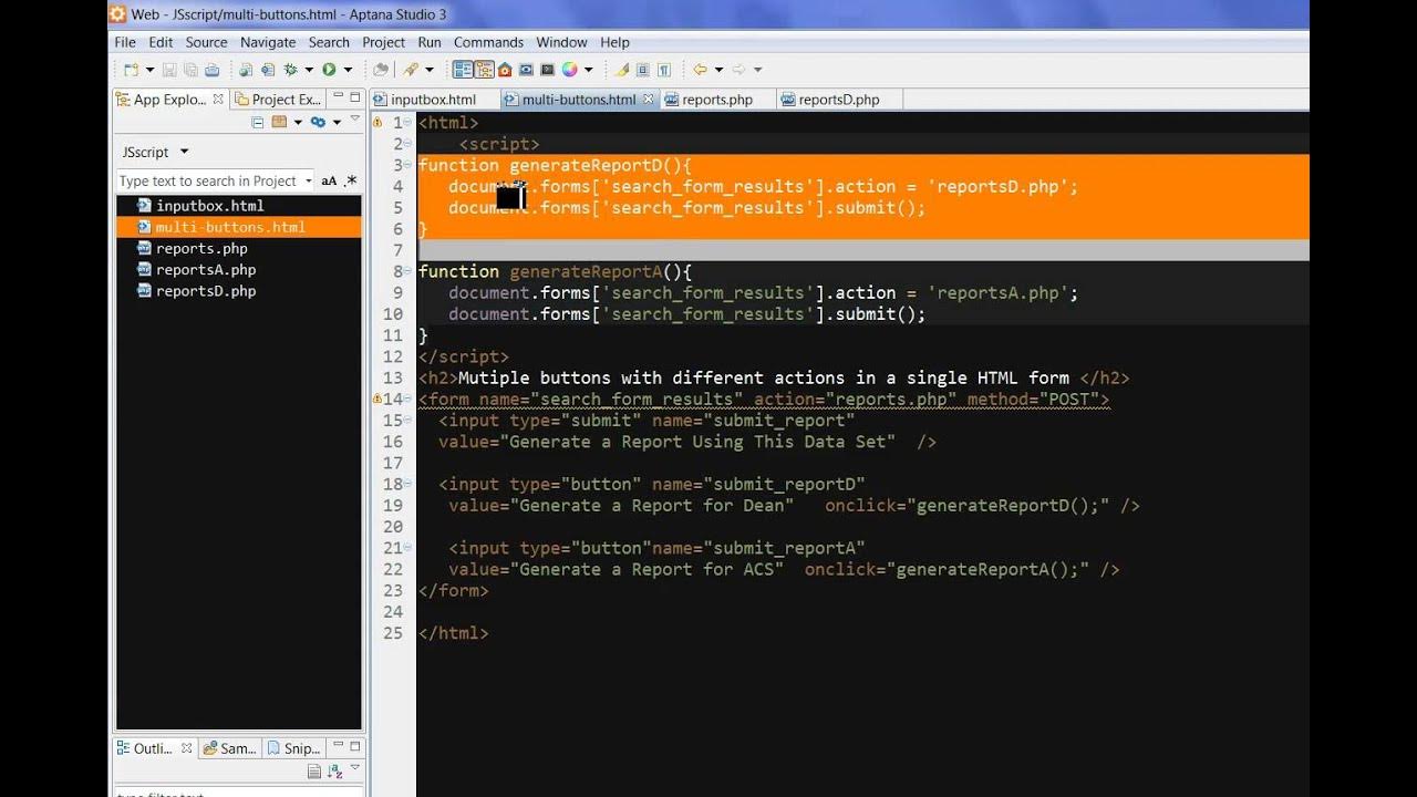 Mutiple buttons with different actions in a single HTML form - YouTube