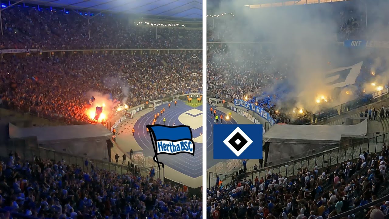 HSV-Ultras Pyro & Fangesänge in Berlin! Relegation | Hertha BSC ...