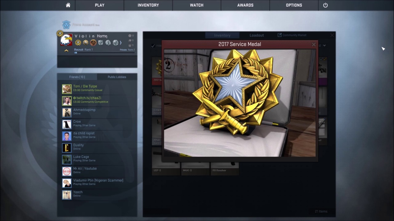 cs go service medal 2017 - YouTube