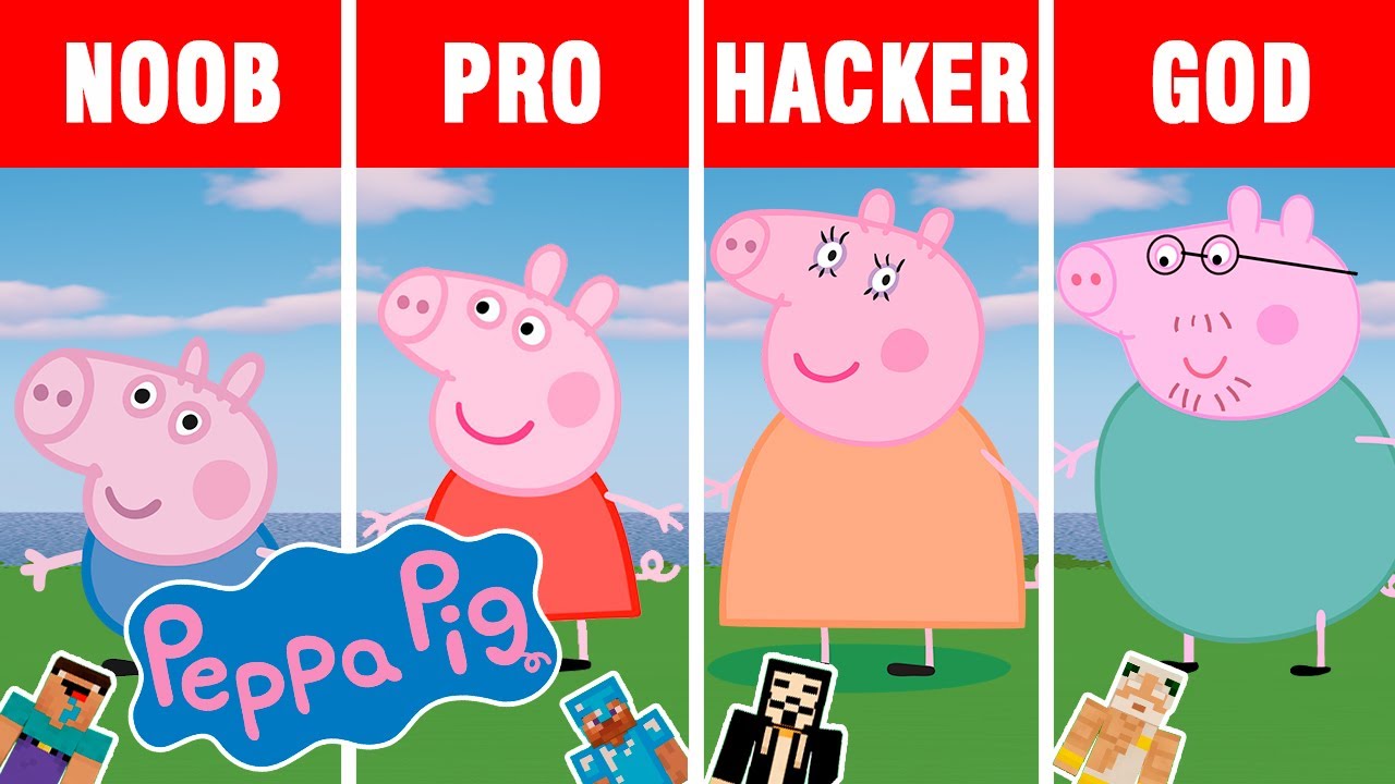 Minecraft battle: NOOB vs PRO vs HACKER vs GOD: PEPPA PIG FAMILY BUILD ...