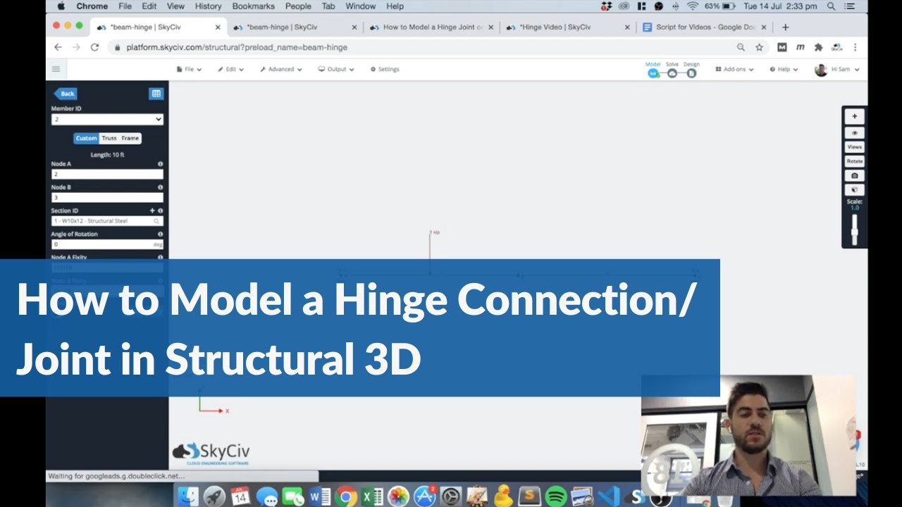 How to Model a Hinge Connection/Joint in Structural 3D? | Cloud ...