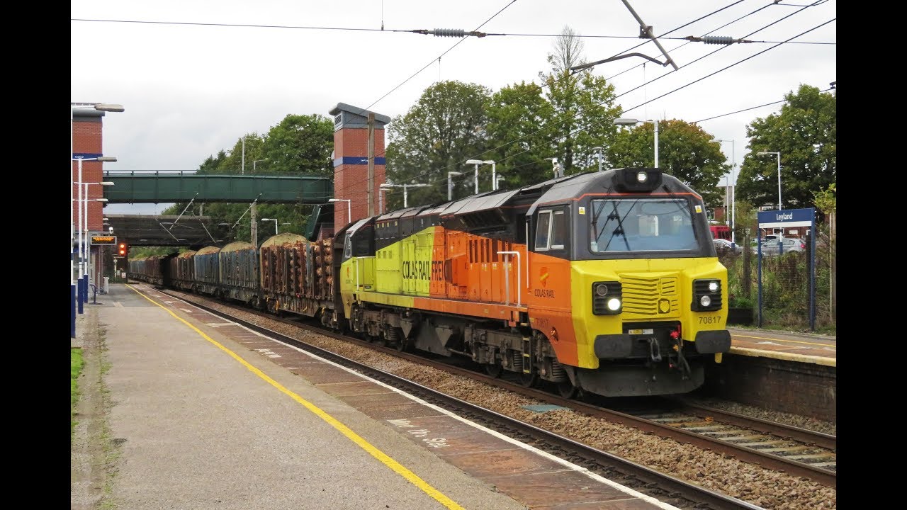 Class 70 THRASH!! Colas Rail Freight 70817 - 6J37 Logs, Leyland Station ...