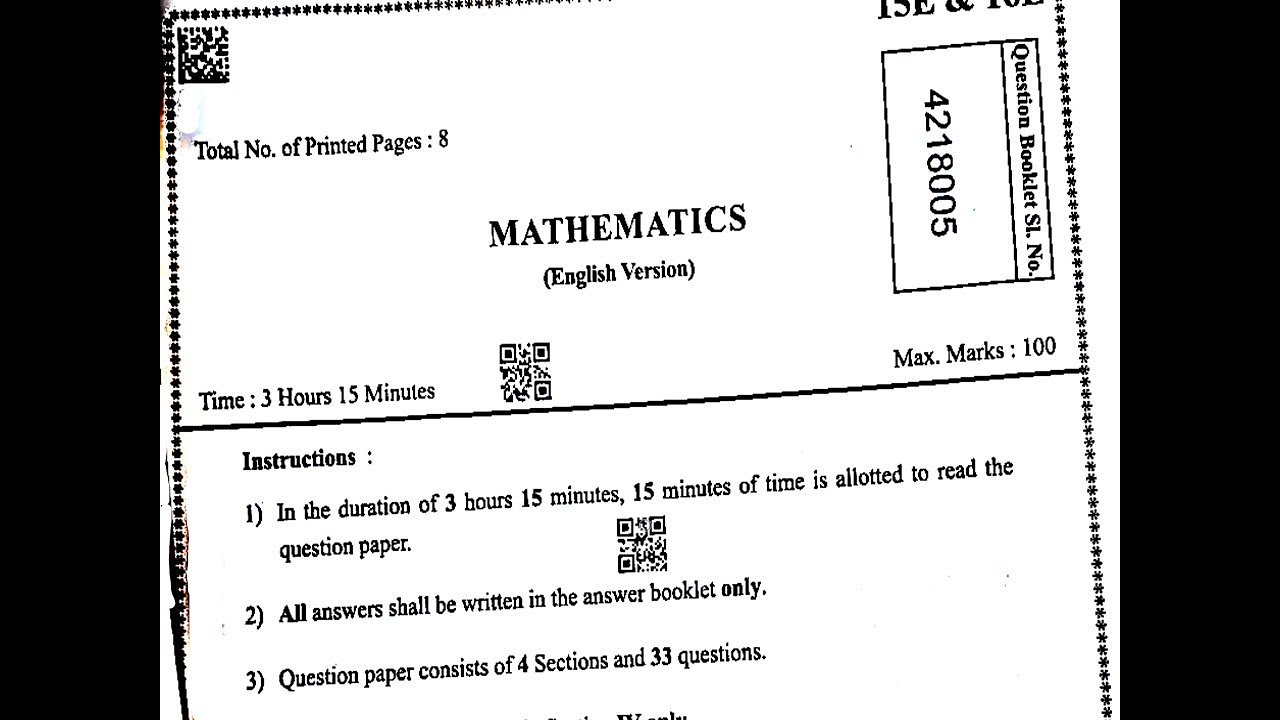 AP 10th class Maths 2023 March EM public exam question paper SSC Andhra ...
