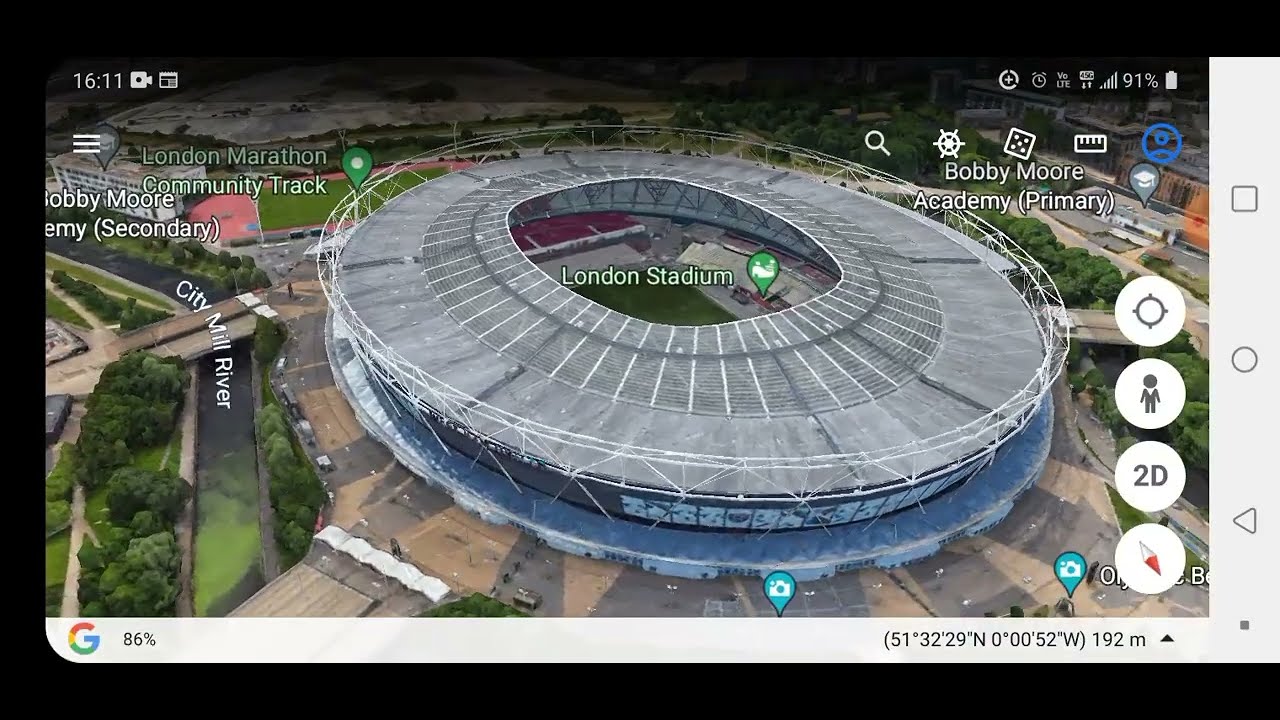 London stadium / West Ham fc stadium / Google Earth 3D maps - YouTube