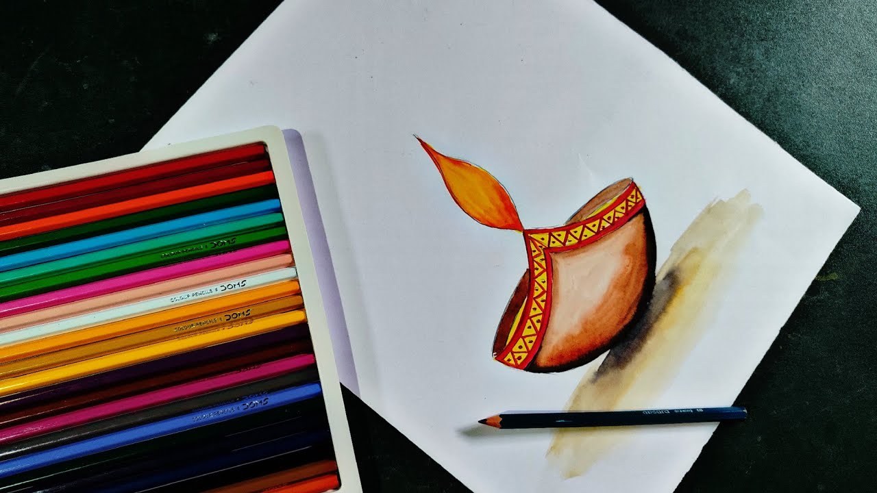 HOW TO DRAW Diya step by step drawing // Diwali special Diya Drawing ...