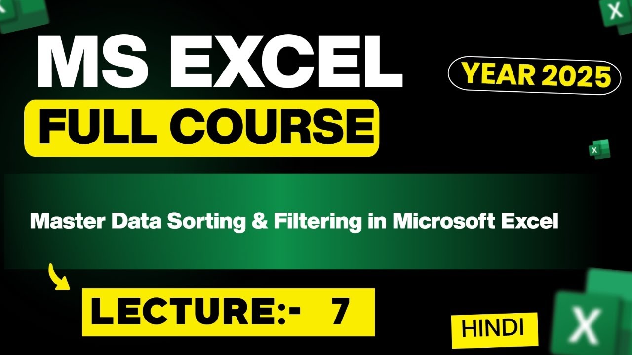Master Data Sorting And Filtering In Microsoft Excel Excel Tips For Beginners Excel Youtube