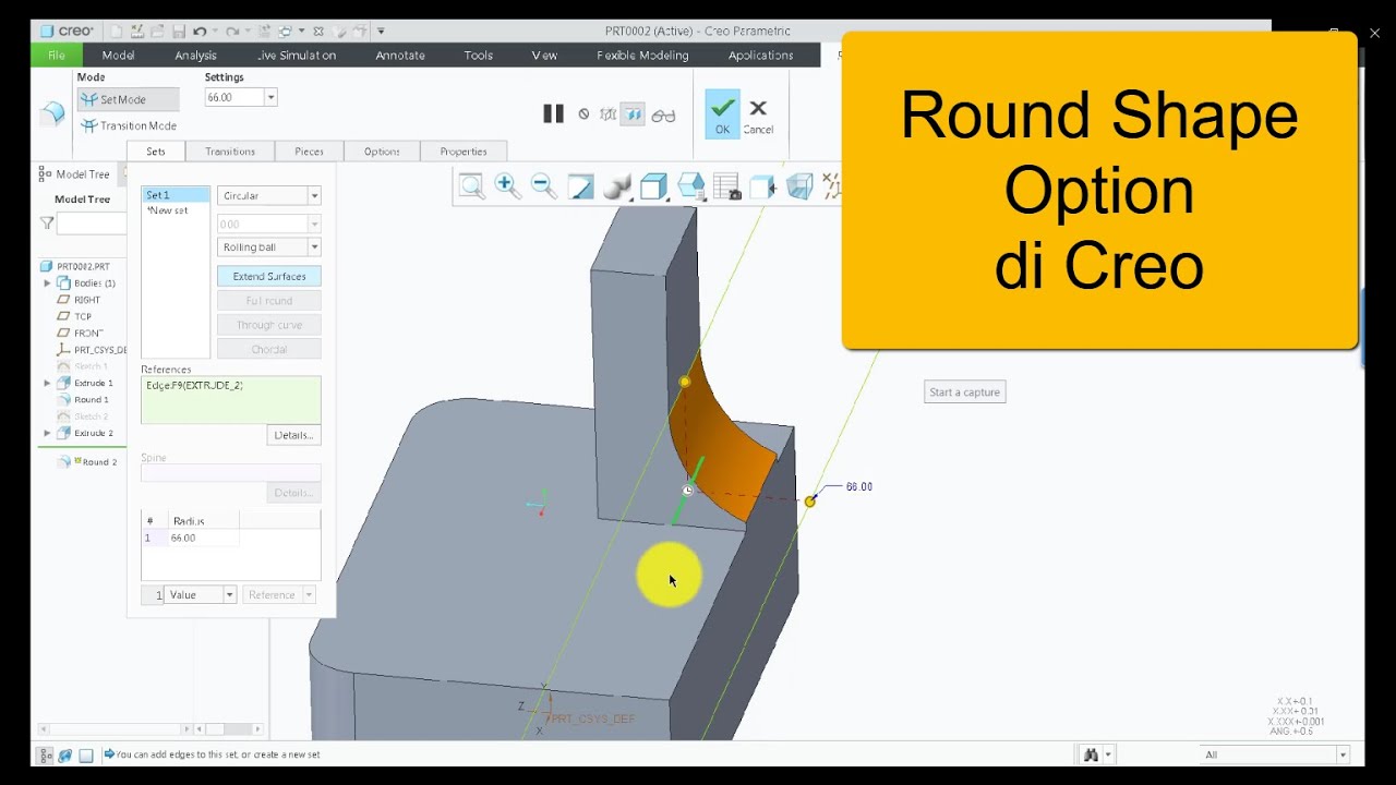 Round Shape Option di Creo - YouTube