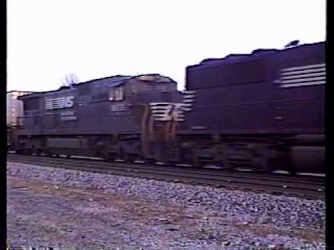 NS train 173 with mid-train SD60 at Spartanburg, SC. (1989) - YouTube