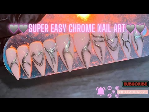 Easy Chrome Nail Art Tutorial| Stiletto Acrylic + Jelly Polish - YouTube