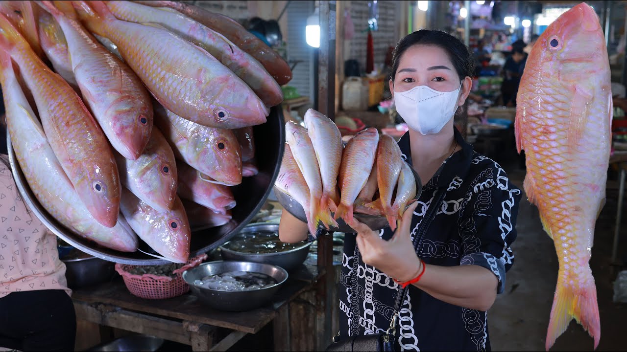 Fresh parrot fish buy from morning market for cooking - Market show ...
