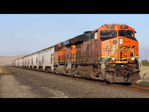 BNSF 3971 Leads a Unit Train Coming off the Siding at Plymouth WA (Fallbridge Subdivision) - YouTube