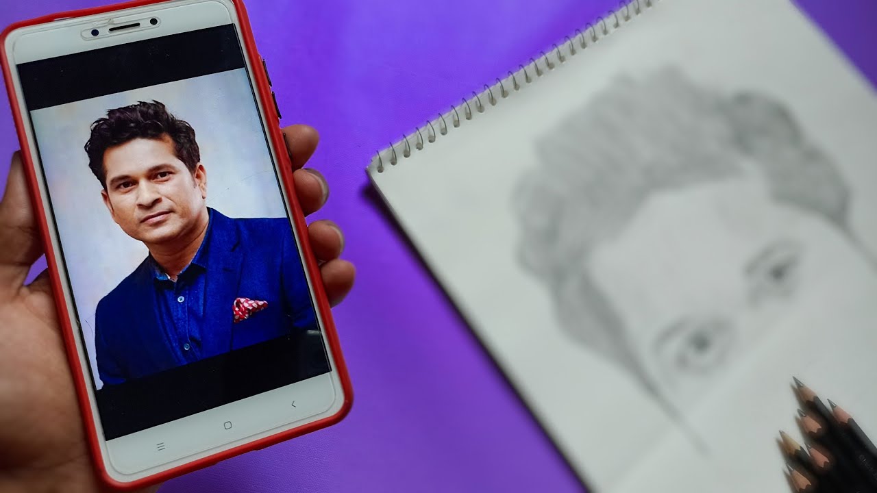 How to draw Sachin Tendulkar | God of cricket 🏏 | Pencil drawing | Step ...