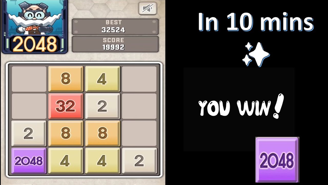 Getting 2048 in 10 minutes | Easy Trick | Gaming Technique | 2048 game ...