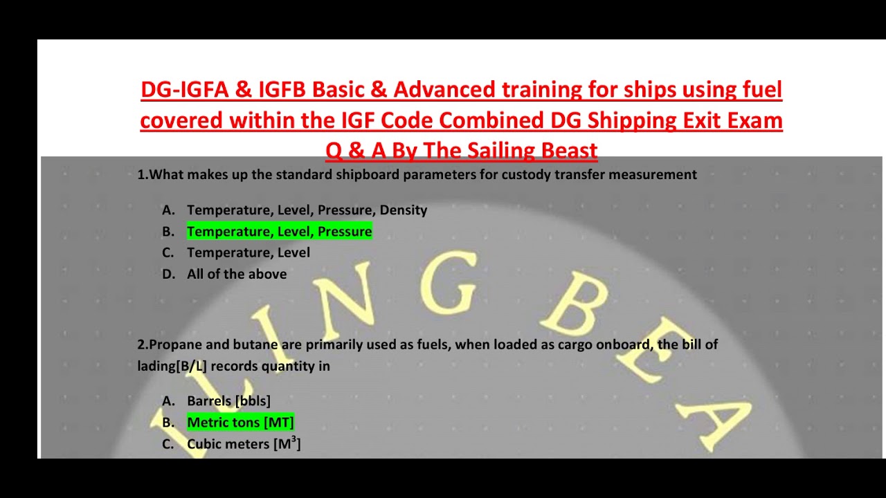 Basic & Advanced training for ships using fuel within the IGF code Dg ...