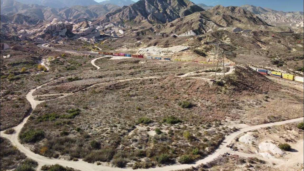 Above the tracks - Cajon Pass, Barstow, San Bernardino shot from a drone in 2022 in 4k. - YouTube