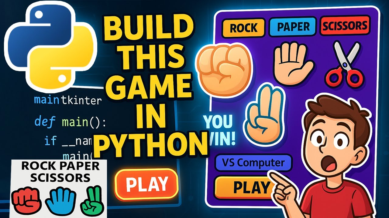 🔥 How to build Rock Paper Scissors Game in Python [ 2025 ] Pygame Tkinter GUI Project for ...