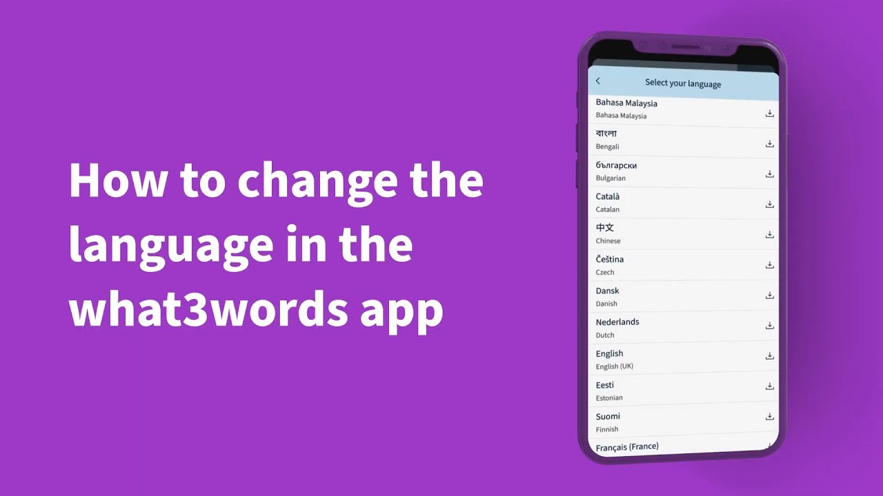 How to change the language in the what3words app - YouTube