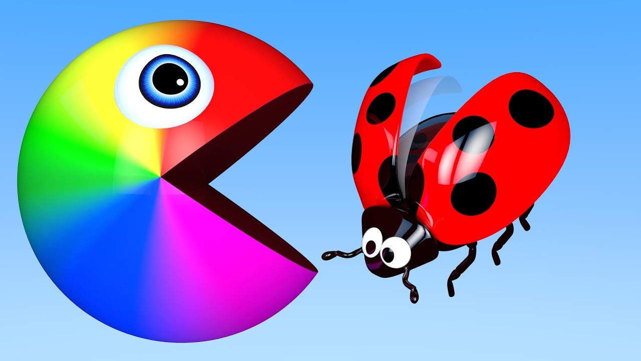 Learn Colors with PACMAN as he finds a Ladybug, Tractor and Travels ...