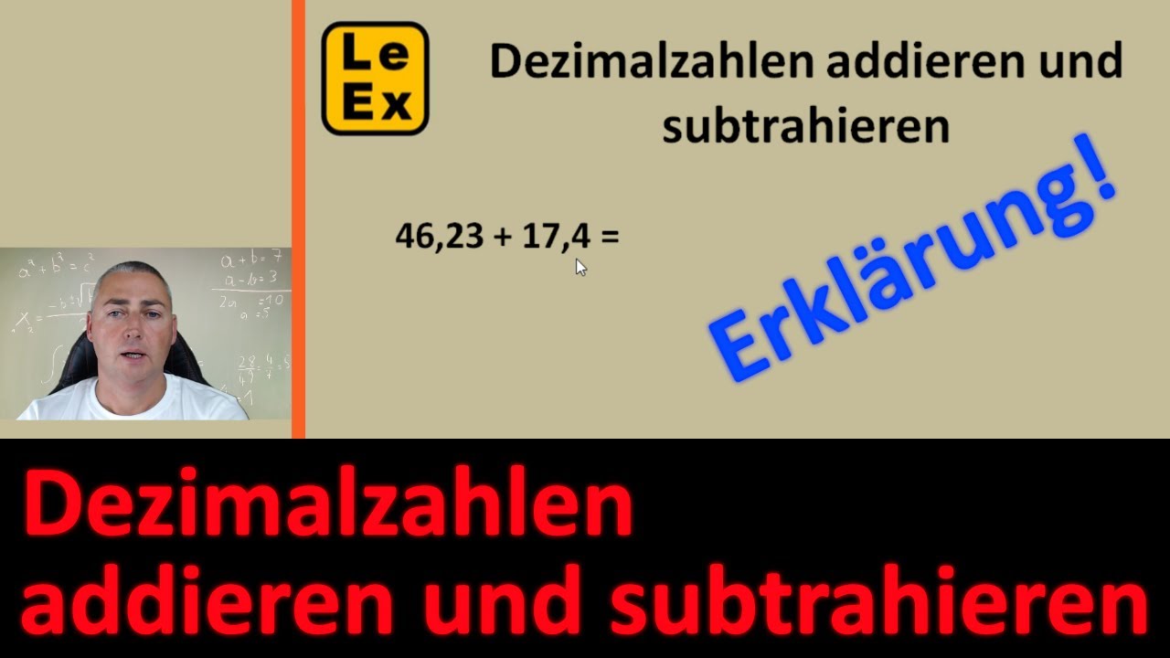 Dezimalzahlen (Kommazahlen) addieren und subtrahieren - Erklärung ...