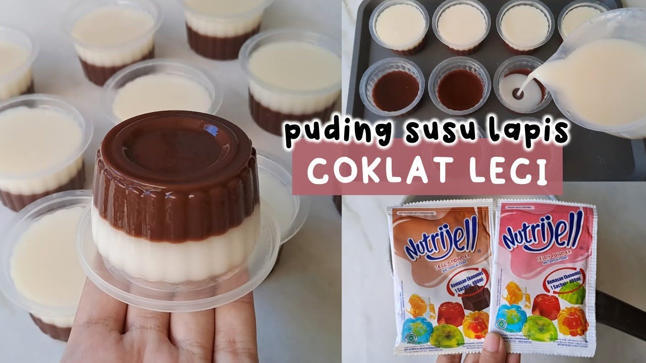 PUDING NUTRIJELL DUA RASA, PERPADUAN COKLAT DAN LECI SUPER ENAK - YouTube