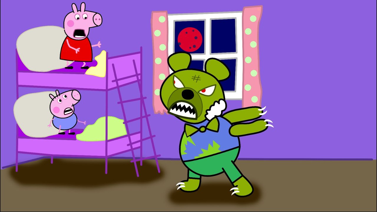 Bear Monster Attacks Children While Sleeping In Their Room | Peppa Pig ...