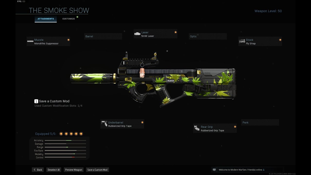 NEW P90 BLUEPRINT "The Smoke Show" POTHEAD SKIN (PC) COD MW - YouTube