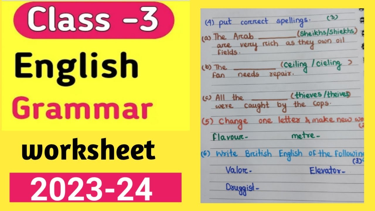 #3rd class english grammarworksheet#english grammar sample paper # ...