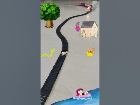 Snake following baby on the railway track and train is approaching fast ...