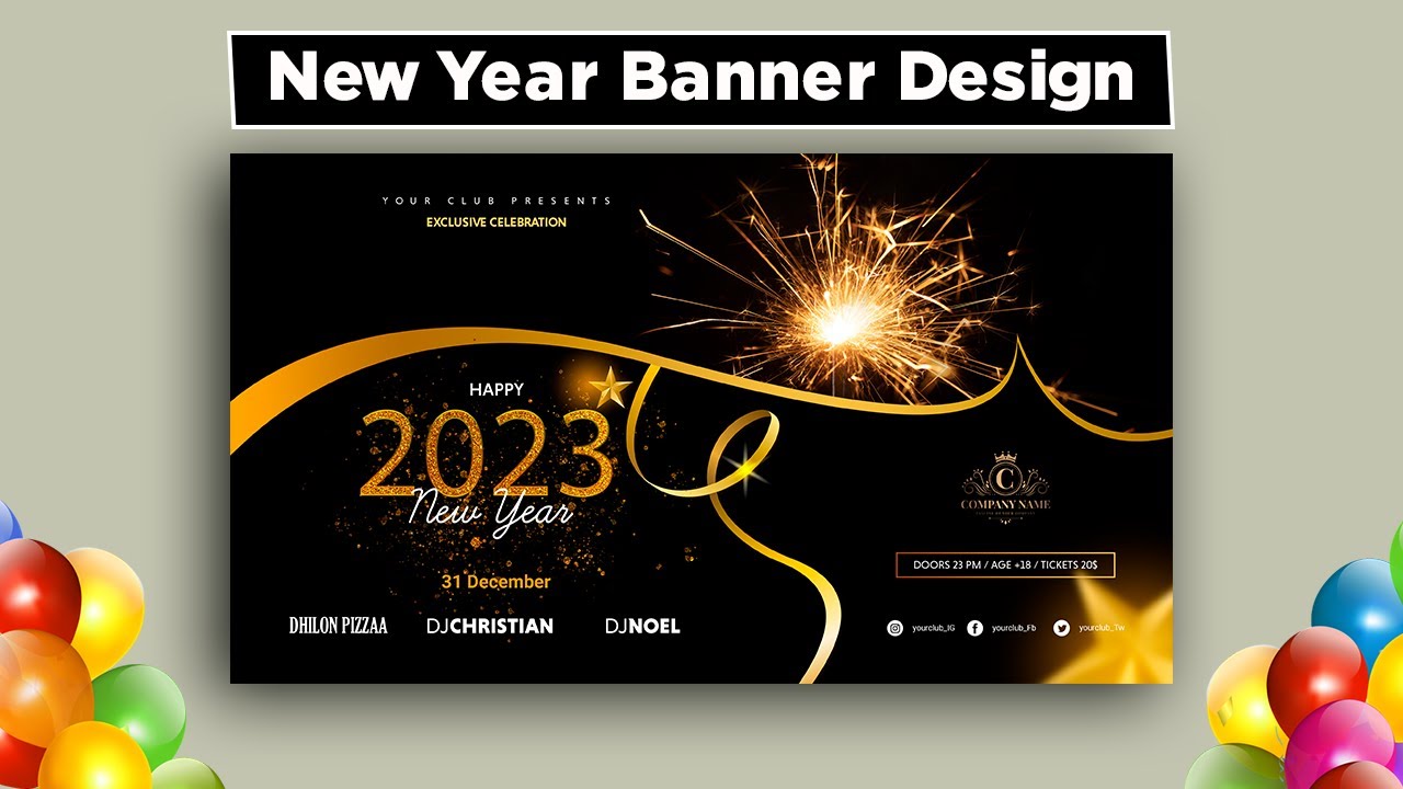 happy new year poster kaise banaye 2023| photoshop tutorial| photopea ...