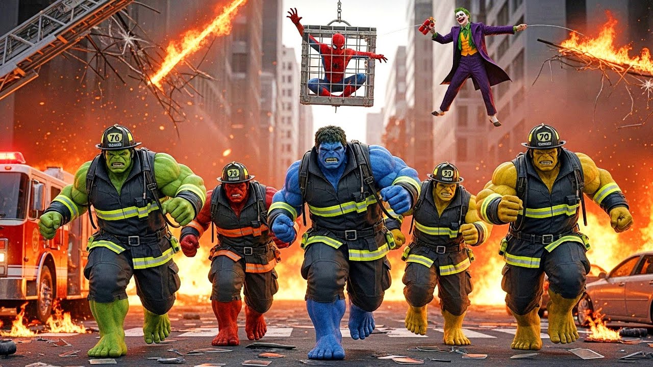 Hulk Firefighter Brothers THE SPEED RACE to Save Spider Man from the ...