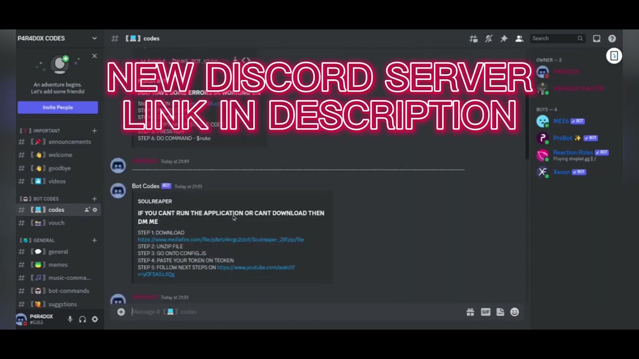 NEW DISCORD SERVER LINK - YouTube