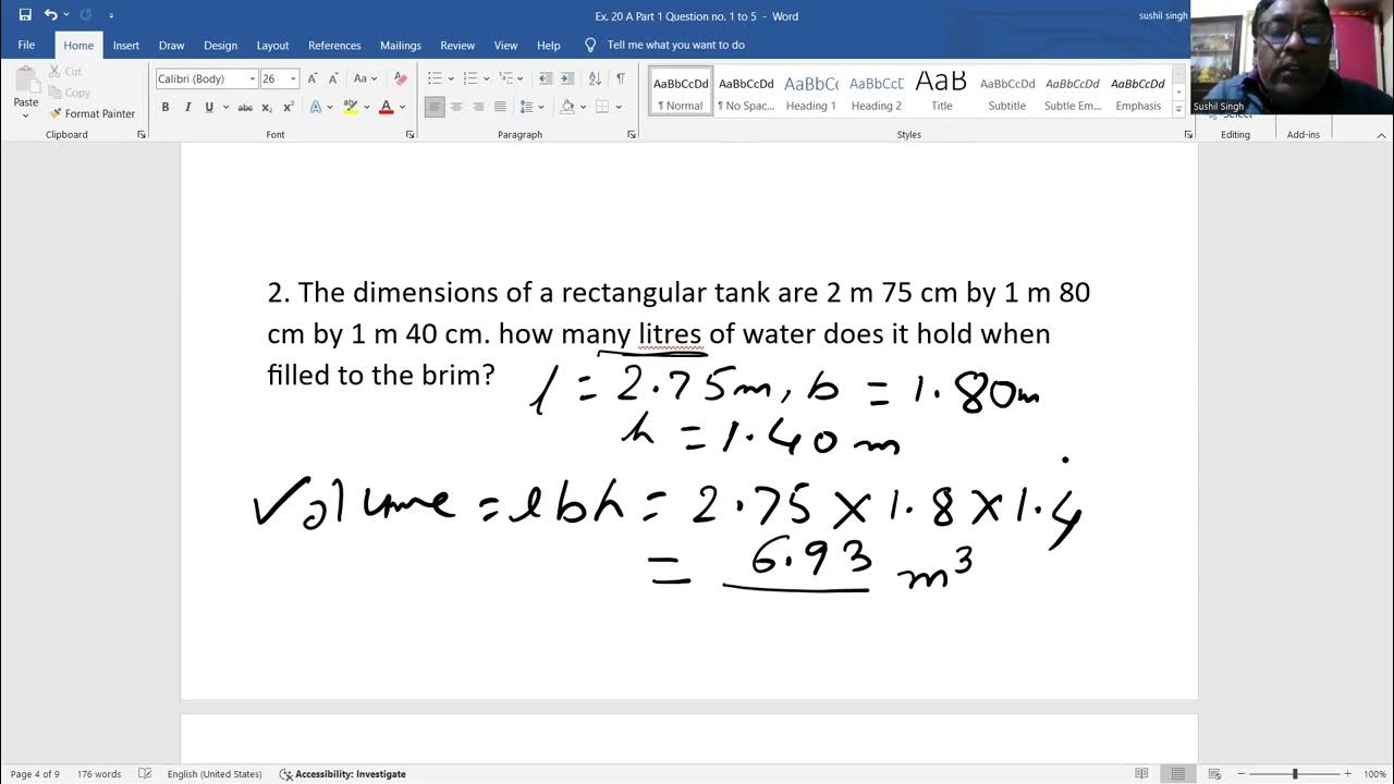 Mensuration Volume and Surface area of solids Ex. 20 A , RS Agrawal: Class 8 Part 1 - YouTube