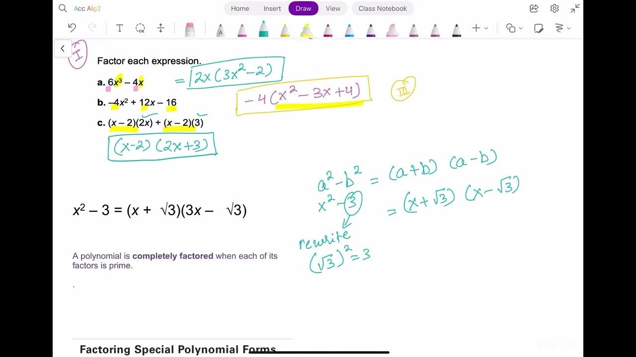 Factoring Polynomials Review Ch- P 04 - YouTube