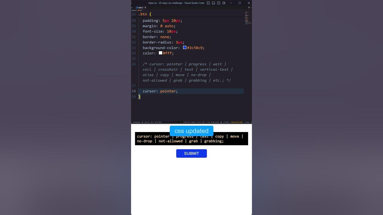 Day 7 of 45 Days CSS Challenge | cursor pointer in CSS #codeminister #css3 #frontend # ...