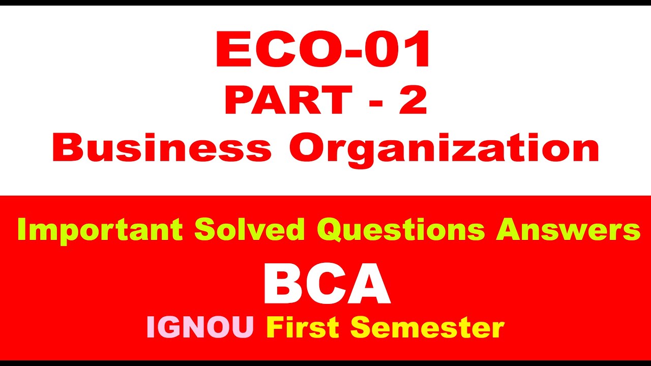 [#Part-2] [ECO-01 Important Questions and Answers] [ECO 01 Solved ...
