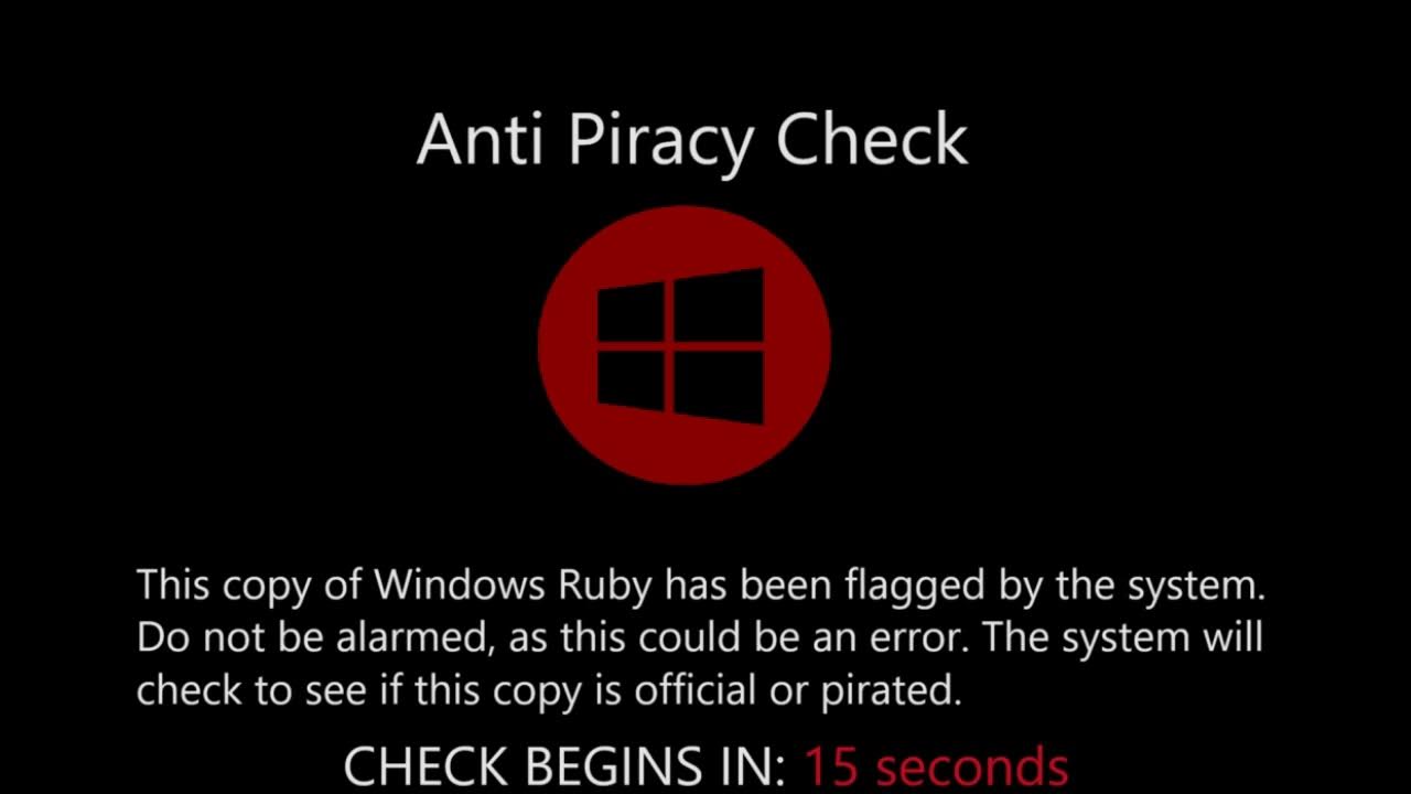 Windows Ruby Anti-Piracy (Version 3) - YouTube