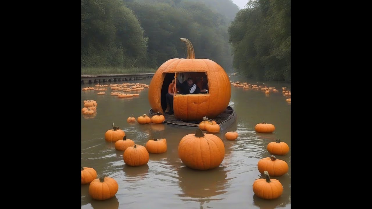 See man's 11-hour journey down river ... in a pumpkin - AI art - YouTube