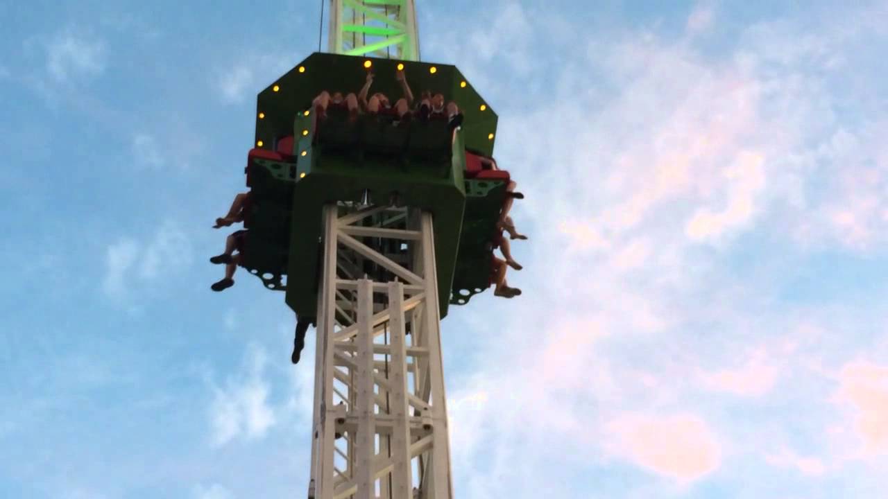 Cliff Hanger drop ride Cliff's Amusement Park - YouTube