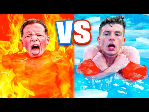HOT vs COLD POOL with Little Brother - Challenge!