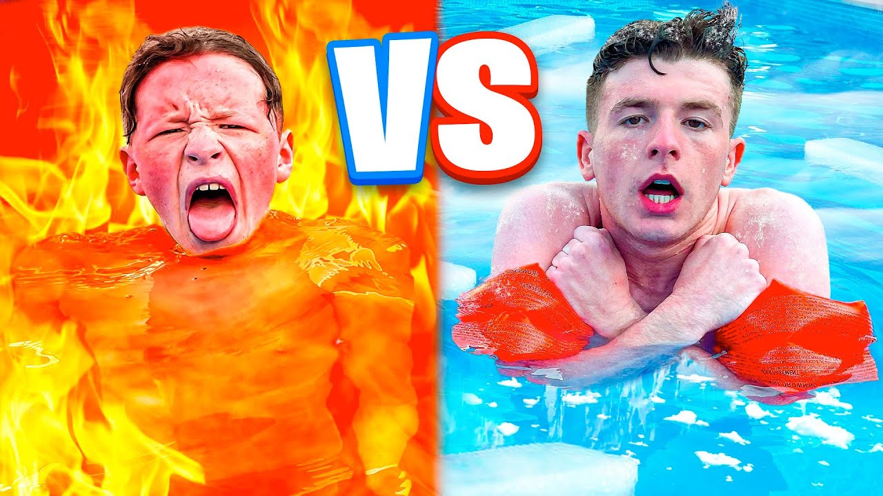 HOT vs COLD POOL with Little Brother - Challenge! - YouTube