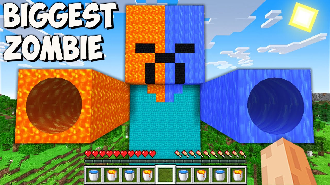 I found THE BIGGEST ZOMBIE in Minecraft! This is LAVA vs WATER GIANT ...