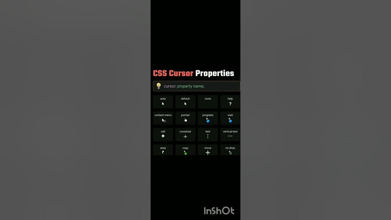 CSS cursor properties #css #programminglanguage #coding #webdevelopment - YouTube