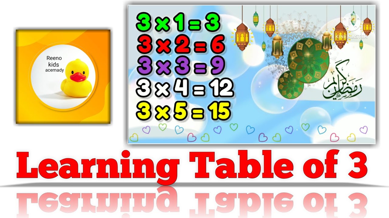 Multiplication Table of 3 | 3 x 1 = 3 | Table of 3 learning - YouTube