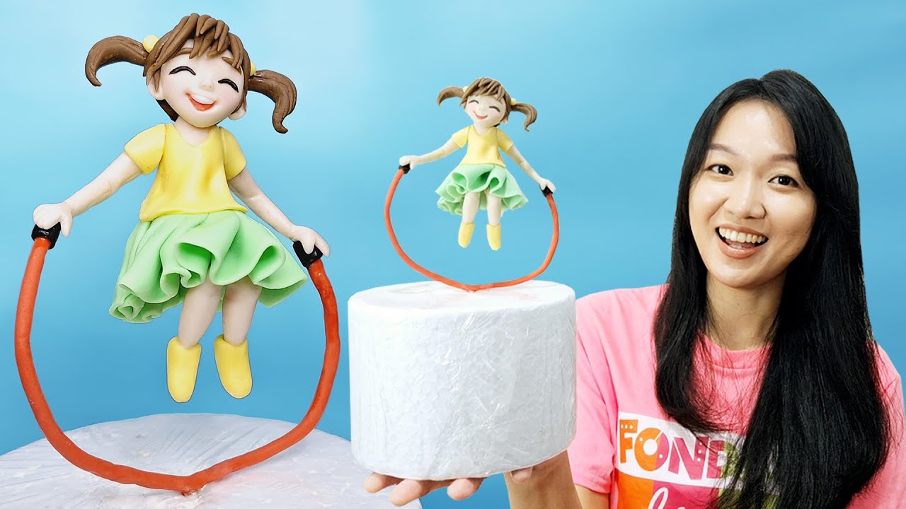 Making A Girl Jumping Rope Cake Topper - YouTube