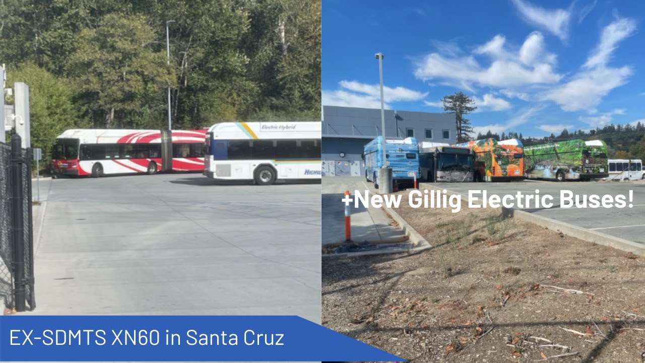 Ex - San Diego MTS 2013 New Flyer XN60s in Santa Cruz! - YouTube