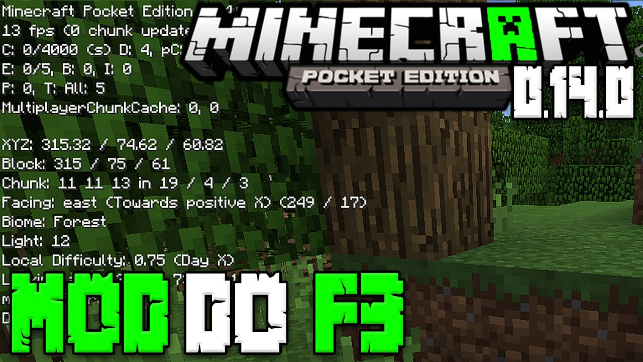 F3 No Minecraft PE 0.14.0!! Mod que adiciona Opções novas no Jogo!! F3 ...